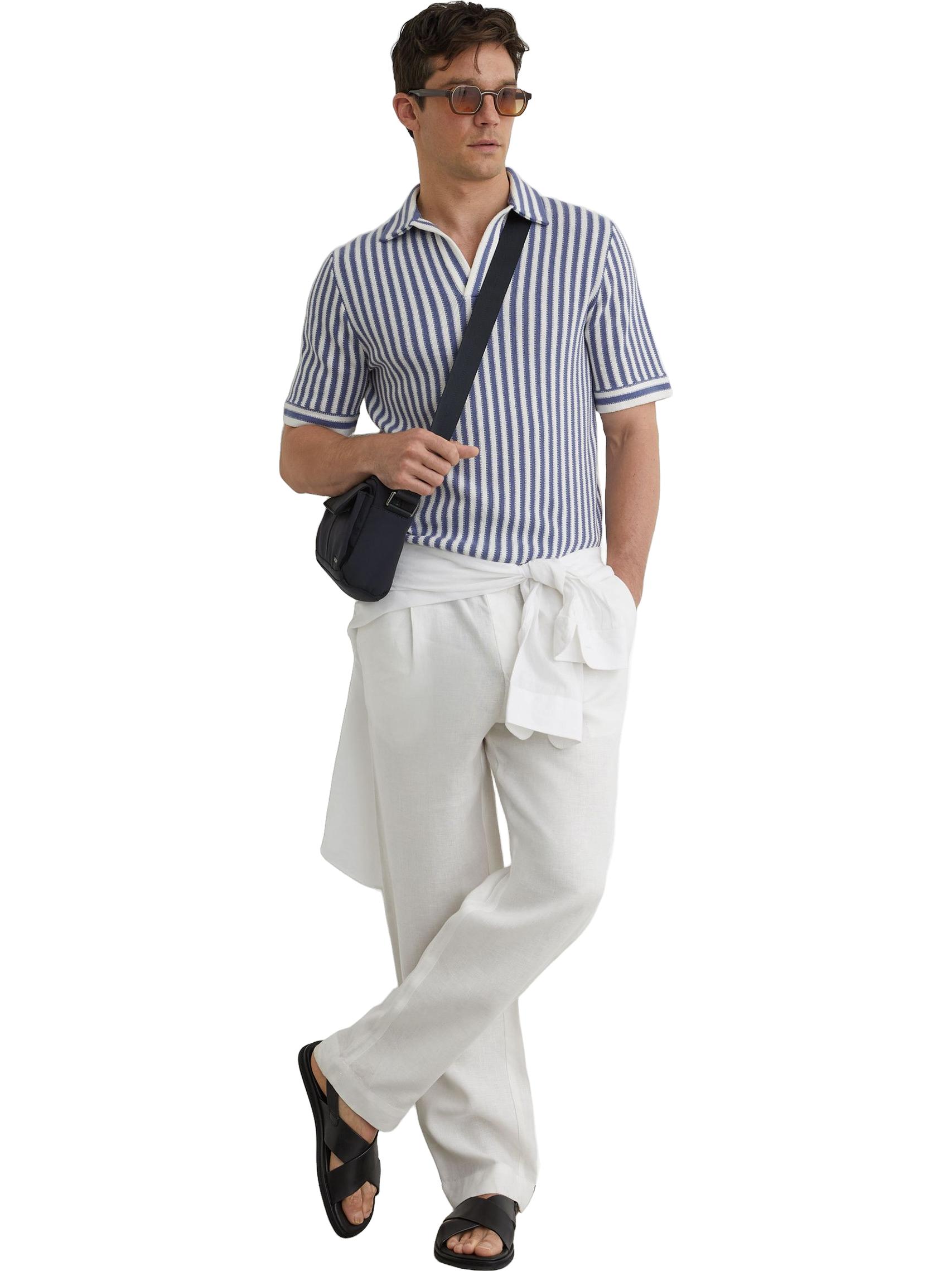 REISS alba cotton-blend stripe knit polo shirt